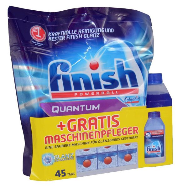 Tabletki Finish Quantum 45szt + czyścik 250ml - chemiazniemiec.pl